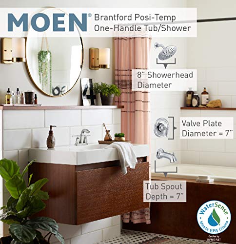 Moen Brantford Oil Rubbed Bronze Posi-Temp Tub and Shower Trim Kit, including 8-Inch Eco-Performance Rainshower, Valve Required, T2253EPORB