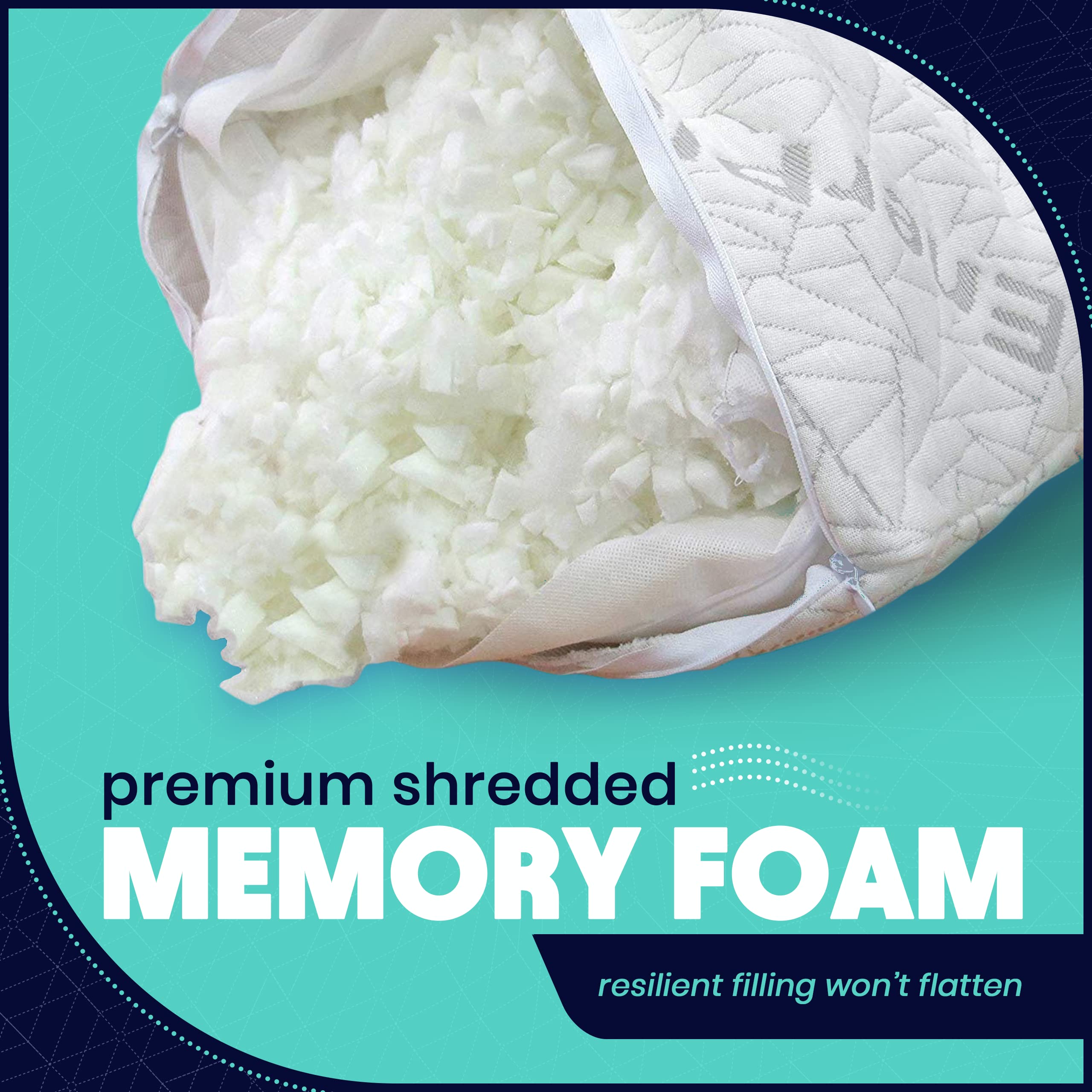 EnerPlex Memory Foam Pillows - Pack of 1 Adjustable, CertiPUR-US Certified King Size Pillows for Sleeping w/Extra Foam & Removable Viscose of Bamboo Cover - Machine Washable Firm Pillow