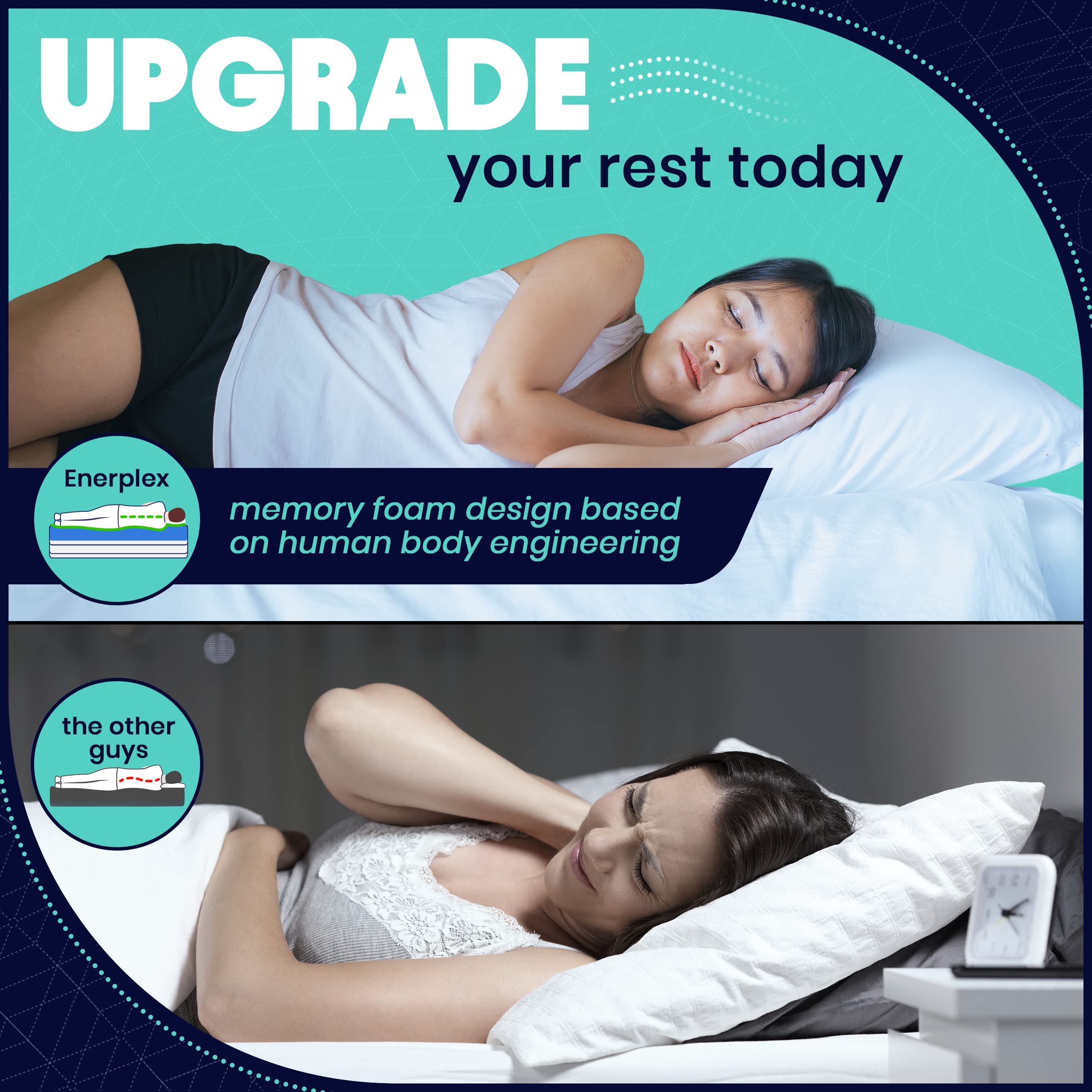 EnerPlex Memory Foam Pillows - Pack of 1 Adjustable, CertiPUR-US Certified King Size Pillows for Sleeping w/Extra Foam & Removable Viscose of Bamboo Cover - Machine Washable Firm Pillow