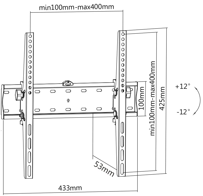 DELTACO ARM-1101 - Fixed Wall Mount with Spirit Level, Suitable for Screen from 32 to 55 inch - Black