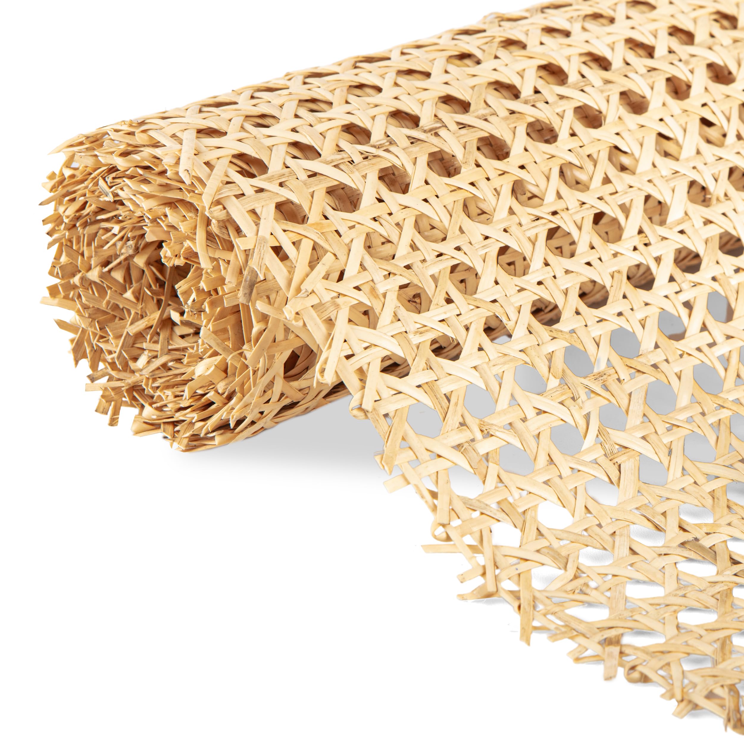 Cane Webbing Roll 24" Wide - Open Mesh Rattan Roll - Woven Cane Material Rattan Fabric Sheets Open Weave Wicker Material for Chair Caning Kit, DIY Supplies, Furniture Repair, Replacement Kit (2'x6')