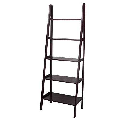 Casual Home 5-Shelf Ladder Bookcase,72-Inch , Espresso