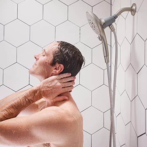 Moen Engage Spot Resist Brushed Nickel Magnetix Six-Function 5.5-Inch Handheld Showerhead with Magnetic Docking System, Detachable Shower Head, 26112SRN