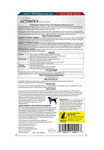 TevraPet Activate II Flea and Tick Prevention for Dogs | 4 Months Supply | Large Dogs 21-55 lbs | Fast Acting Treatment and Control | Topical Drops