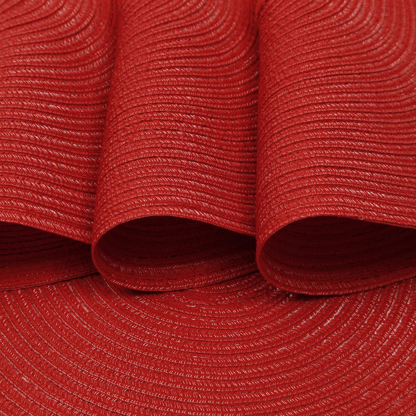 SHACOS Round Braided Placemats Set of 8 Washable 15 inch Round Table Mats Non Slip Woven Place Mats for Dining Table (Red, 8)