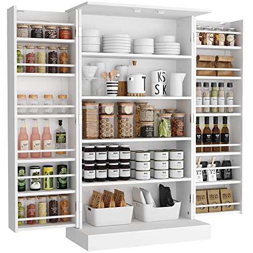 HOMEFORT 41" Kitchen Pantry Cabinet, Storage Cabinet with 6 Adjustable Shelves, Space Saving Cupboard Cabinet for Kitchen, Garage, Pantry, Office, Patio