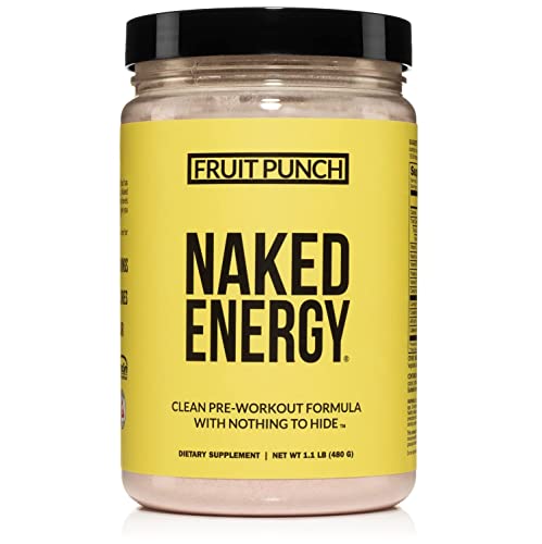 Fruit Punch Naked Energy – Clean Pre Workout Supplement for Men and Women, Vegan Friendly, No Added Sweeteners, Colors or Flavors – 30 Servings