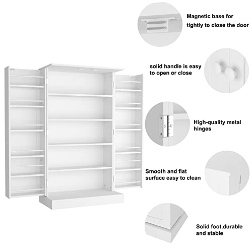 HOMEFORT 41" Kitchen Pantry Cabinet, Storage Cabinet with 6 Adjustable Shelves, Space Saving Cupboard Cabinet for Kitchen, Garage, Pantry, Office, Patio