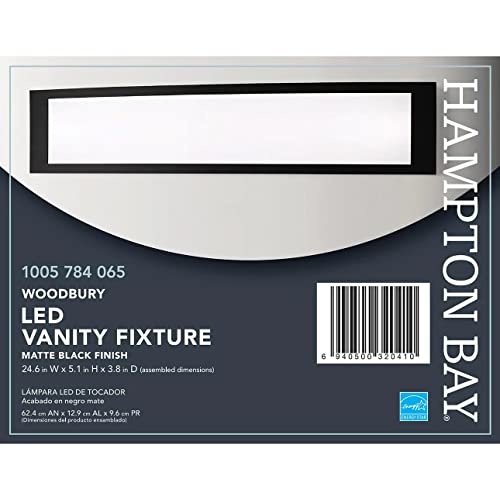 Hampton Bay Lighting Woodbury 24.5 in. Matte Black LED Vanity Light Bar, IQP1381L-4/BK