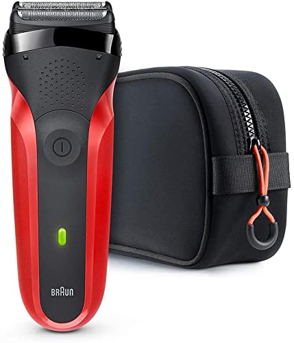 Braun Shaver Series 3 300TS |Â Electric Razor for Men | Toiletry Bag Gift Set | Electric Foil Shaver, Rechargeable - Red