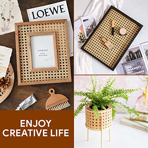 18" Width Rattan Cane Webbing Roll 18 Inch x 5 Feet Hexagon Weave 1/2 Inch Pre-Woven Cane Mesh Net Open Weave Wicker Cane Webbing Rattan Sheets Natural Material for Cabinet Chair (5 Feet)
