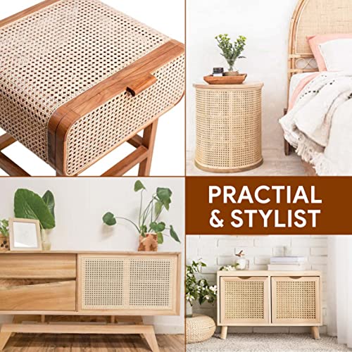18" Width Rattan Cane Webbing Roll 18 Inch x 5 Feet Hexagon Weave 1/2 Inch Pre-Woven Cane Mesh Net Open Weave Wicker Cane Webbing Rattan Sheets Natural Material for Cabinet Chair (5 Feet)