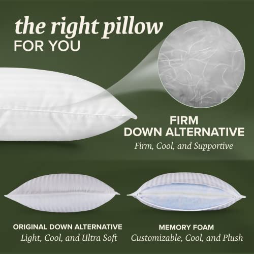 Beckham Hotel Collection King Size Firm Down Alternative Bed Pillows Set of 2 - Cooling Foam Pillow for Back, Stomach or Side Sleepers