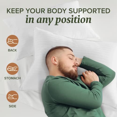Beckham Hotel Collection King Size Firm Down Alternative Bed Pillows Set of 2 - Cooling Foam Pillow for Back, Stomach or Side Sleepers