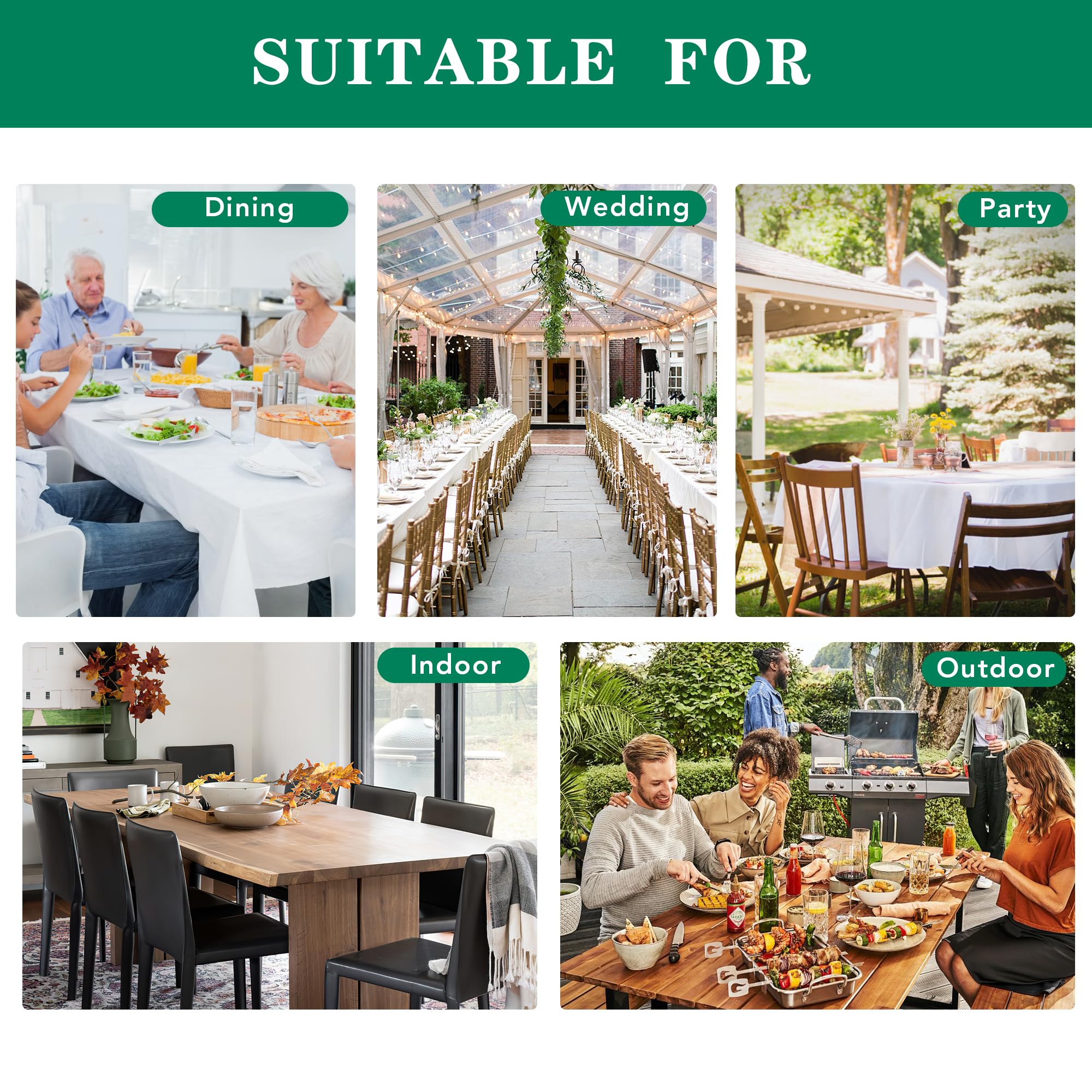 Biscaynebay Textured Fabric Tablecloths Round 70" for Tables' Diameters from 30" to 48", White Water Resistant Tablecloths for Dining, Kitchen, Wedding and Parties etc. Machine Washable