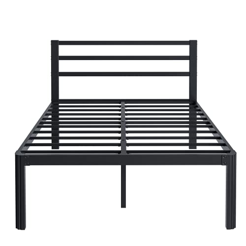 Woozuro King Bed Frame and Headboard, Heavy Duty Metal Platform Bed Frames with Round Corner Leg, No Box Spring Needed, Non-Slip Mattress Foundation, Noise-Free, Easy Assembly, Black
