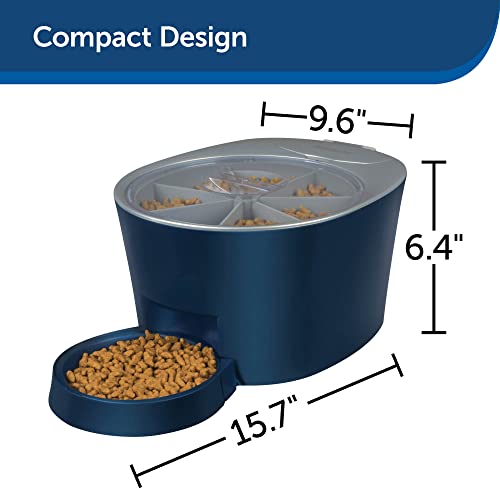 PetSafe 6 Meal Programmable Pet Food Dispenser, Automatic Dog and Cat Feeder - Dry Kibble or Semi-Moist Pet Food, Slow Feed Portion Control (6 Cup/48 Ounce Capacity), Tamper-Resistant, Sleep Mode Blue