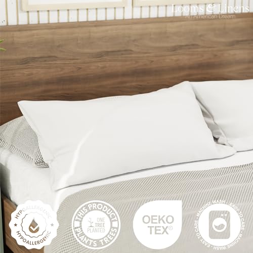 King Size Pillows for Bed Pillows Made in USA by Looms and Linens King Sham Insert Pillow 20 x 36 Flat Sleeping Pillow Insert for Bedroom Washable Pillow Inserts