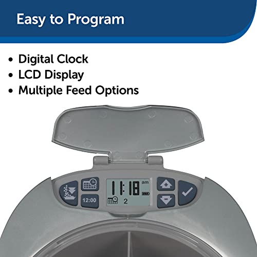 PetSafe 6 Meal Programmable Pet Food Dispenser, Automatic Dog and Cat Feeder - Dry Kibble or Semi-Moist Pet Food, Slow Feed Portion Control (6 Cup/48 Ounce Capacity), Tamper-Resistant, Sleep Mode Blue