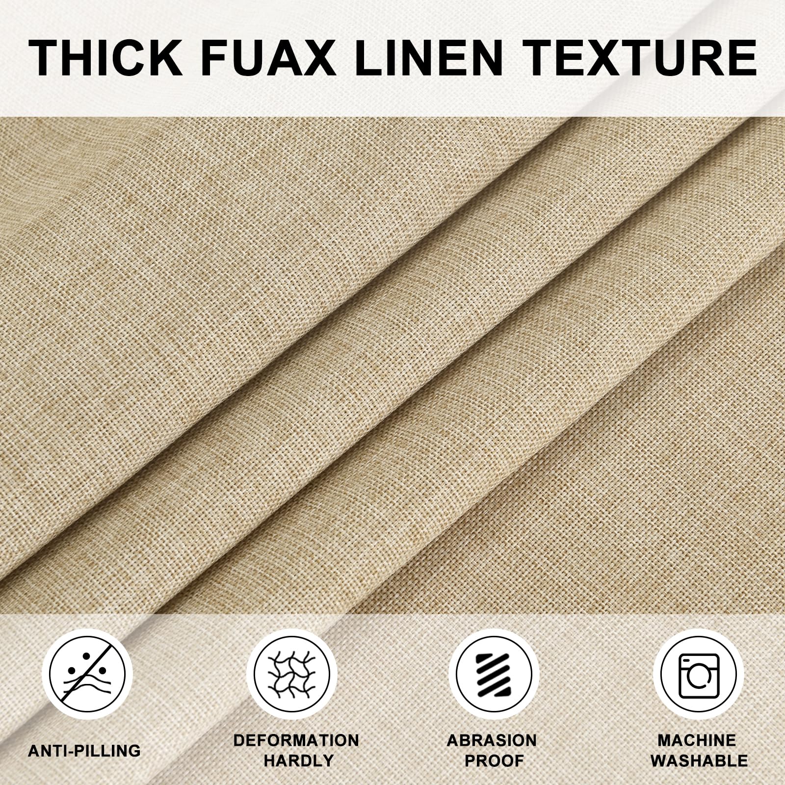 Hiasan Round Linen Tablecloth 60 Inch - Table Cloth Round Tablecloth Wrinkle and Stain Resistant Washable Polyester Fabric for Dining Room Kitchen Party, Beige