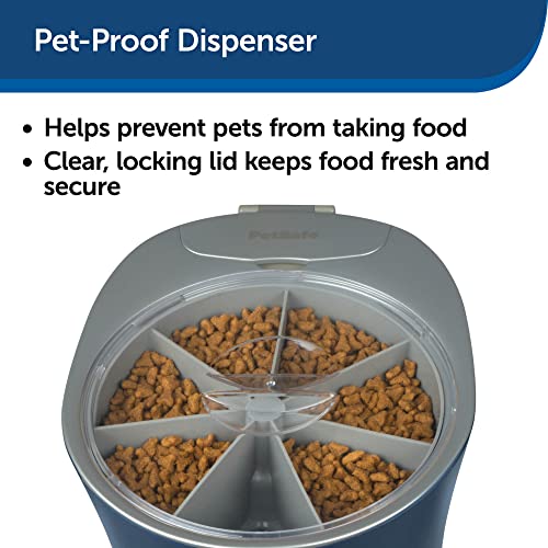 PetSafe 6 Meal Programmable Pet Food Dispenser, Automatic Dog and Cat Feeder - Dry Kibble or Semi-Moist Pet Food, Slow Feed Portion Control (6 Cup/48 Ounce Capacity), Tamper-Resistant, Sleep Mode Blue