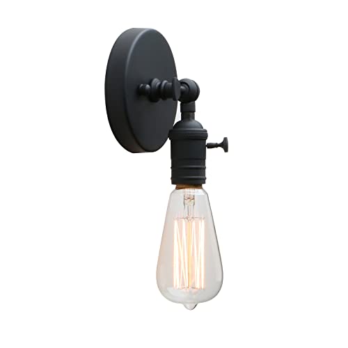 Pathson Vintage Wall Lamp, 1 Light Loft Sconce with Candlestick Molding Design, Industrial Wall Light Fixture, 180 Degree Rotated Metal Base Cap for Farmhouse (Bulbs Not Included)