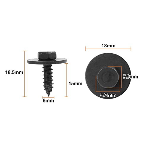 uxcell 50pcs Black Car Screw Bolt Retainer Liner Under Cover Screw for BMW 07147129160