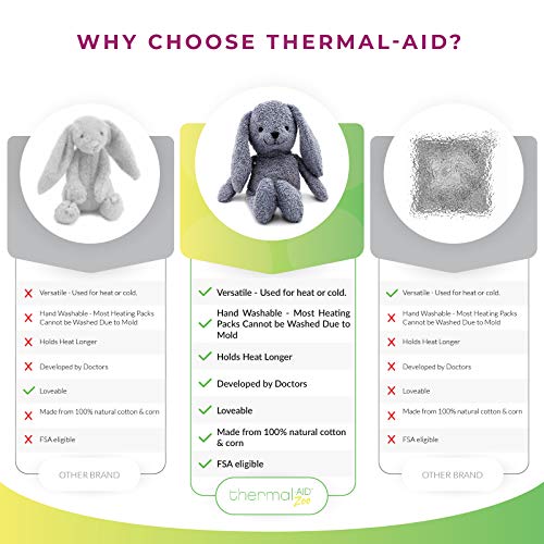 Thermal-Aid Zoo — Baxter The Bunny — Kids Hot and Cold Pain Relief Heating Pad Microwavable Stuffed Animal and Cooling Pad — Easy Wash, Natural Sleep Aid — Pregnancy Must-Haves for Baby First Aid Kit