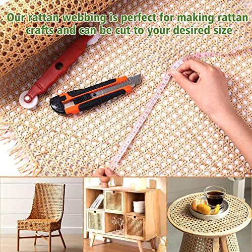 18" Width Cane Webbing, Natural Rattan Webbing for Caning Projects, Woven Open Mesh Cane for Furniture, Chair, Cabinet, Ceiling