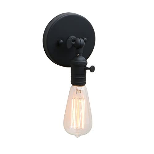 Pathson Vintage Wall Lamp, 1 Light Loft Sconce with Candlestick Molding Design, Industrial Wall Light Fixture, 180 Degree Rotated Metal Base Cap for Farmhouse (Bulbs Not Included)