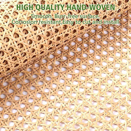 18" Width Cane Webbing, Natural Rattan Webbing for Caning Projects, Woven Open Mesh Cane for Furniture, Chair, Cabinet, Ceiling