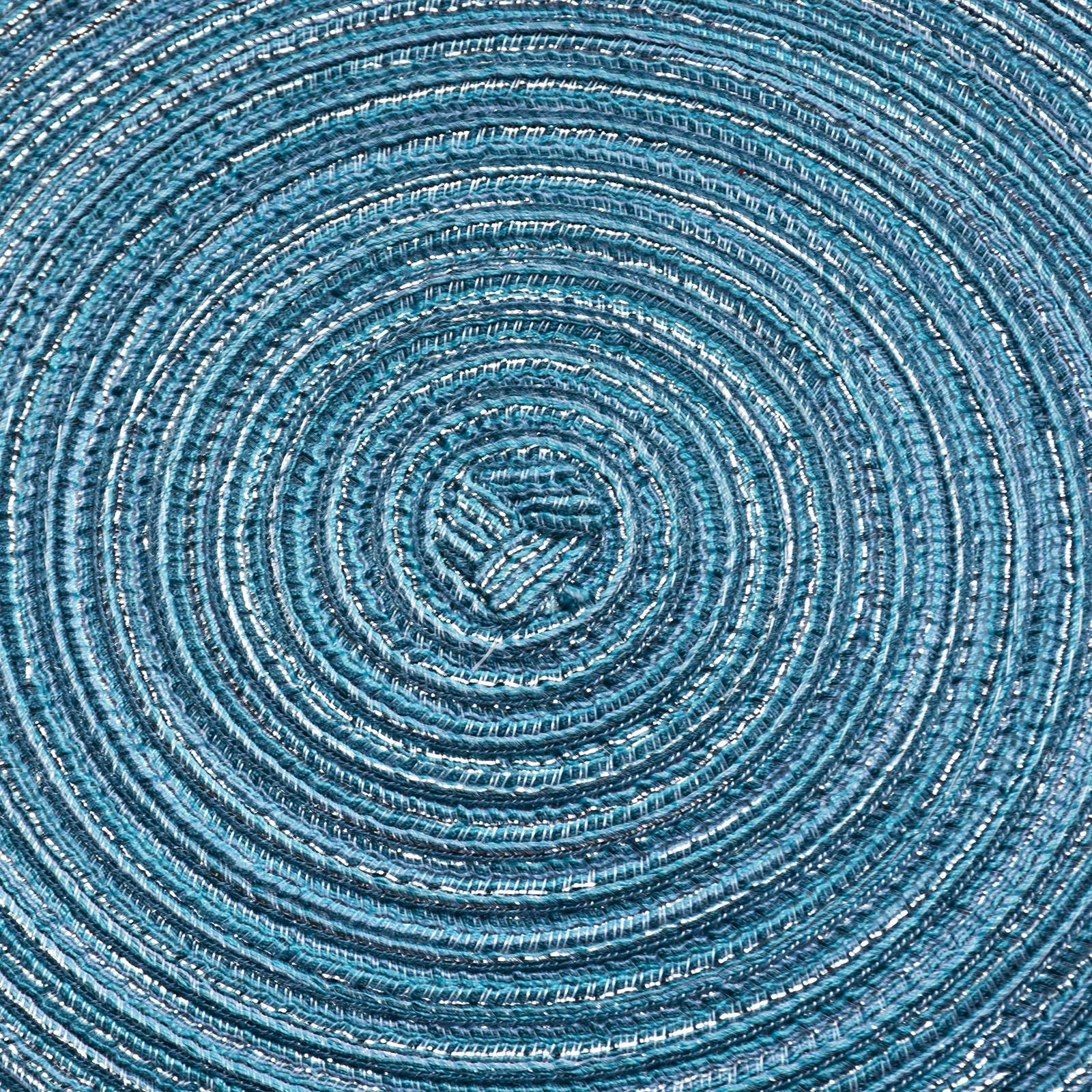 AHHFSMEI Round Braided Placemats Set of 8 Round Table Mats for Dining Tables Natural Woven Heat Resistant Place mats 15 Inch(Blue Silver,8)
