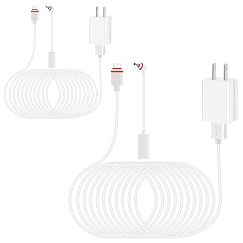 Ring Camera Battery Charger Outdoor & Indoor, 16Ft/5m Charger Cable for Ring Stick Up Cam Battery 3rd/2nd Gen, Ring Spotlight Cam Plus/Pro, USB C and DC Plug Adapter (2Pack)