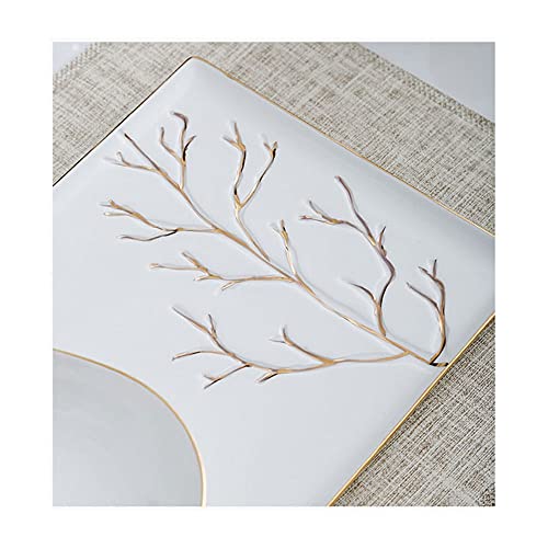KOWMcp Dinner Plates Hotel Restaurant Home Kitchen Cold Dish Plate Ceramic Fruit Cutlery Plate (Color : F)