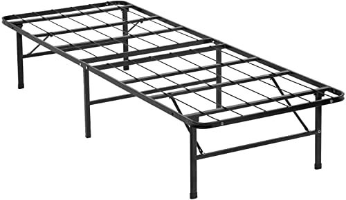Twin Bed Mattress Foundation Box Spring Replacement Heavy Duty Steel Slat Easy Assembly Noise-Free Twin Bed Frame Metal Platform Bed Frame,Black