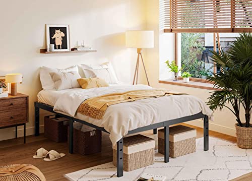 Auroral California King Bed Frame 18 Inch Tall 3 Inches Wide Wood Slats with 3500 Pounds Support for Foam Mattress/ No Box Spring Needed / Underneath Storage / Noise Free / Easy Assembly-Black