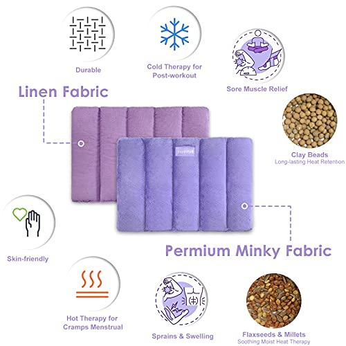 SuzziPad Heating pad Microwavable, 8 x 12" Reusable Heat Pads for Pain Relief, Moist Heating Pads for Cramps, Muscle Ache, Joints, Back Pain, Neck, Shoulder, Warmer Heat Pack (Purple)