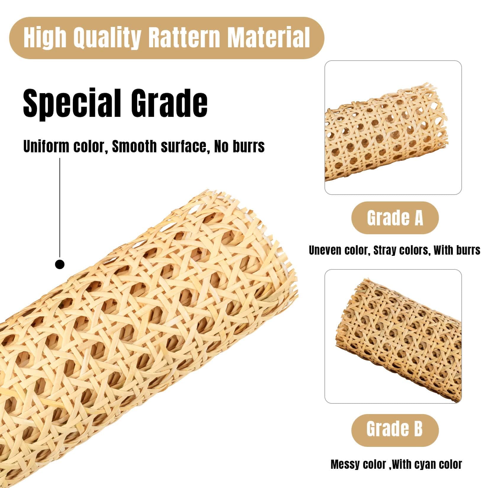 Cane Webbing Roll Rattan Webbing - Caning Material for Chairs Sukh 18 Inch Wide Cane Webbing Woven Open Mesh Cane Rattan Natural Cane Webbing Sheet for Chairs,Cabinet 3.3 FEET