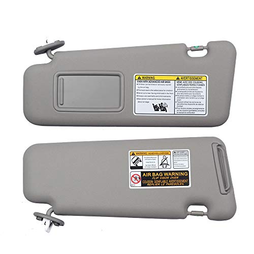 Dasbecan Front Left Driver Side Sun Visor with Light Compatible with Toyota Highlander 2008-2013 74320-48500-B0 (Gray)