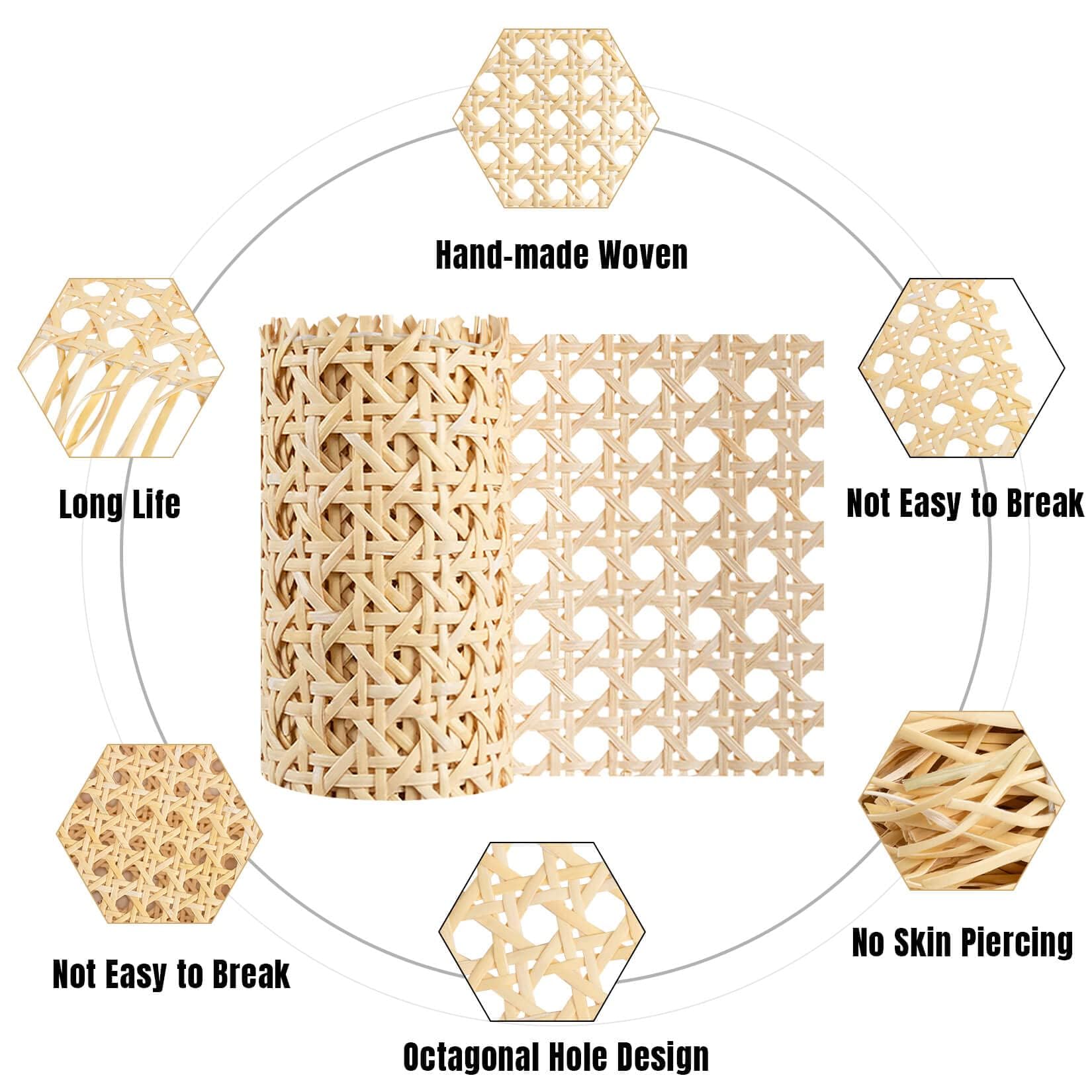 Cane Webbing Roll Rattan Webbing - Caning Material for Chairs Sukh 18 Inch Wide Cane Webbing Woven Open Mesh Cane Rattan Natural Cane Webbing Sheet for Chairs,Cabinet 3.3 FEET