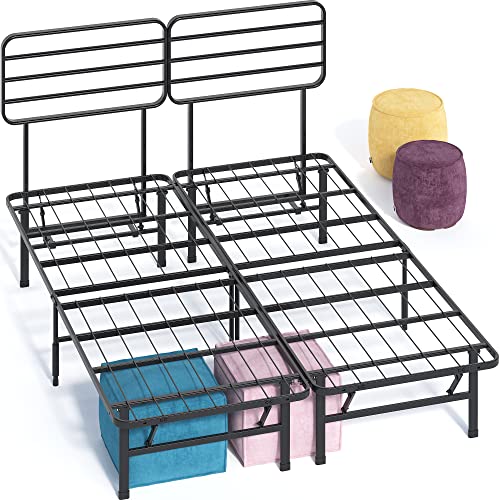 ZINUS SmartBase Mattress Foundation with Headboard / 14 Inch Metal Platform Bed Frame / No Box Spring Needed / Sturdy Steel Frame / Adjustable Headboard Height, Queen