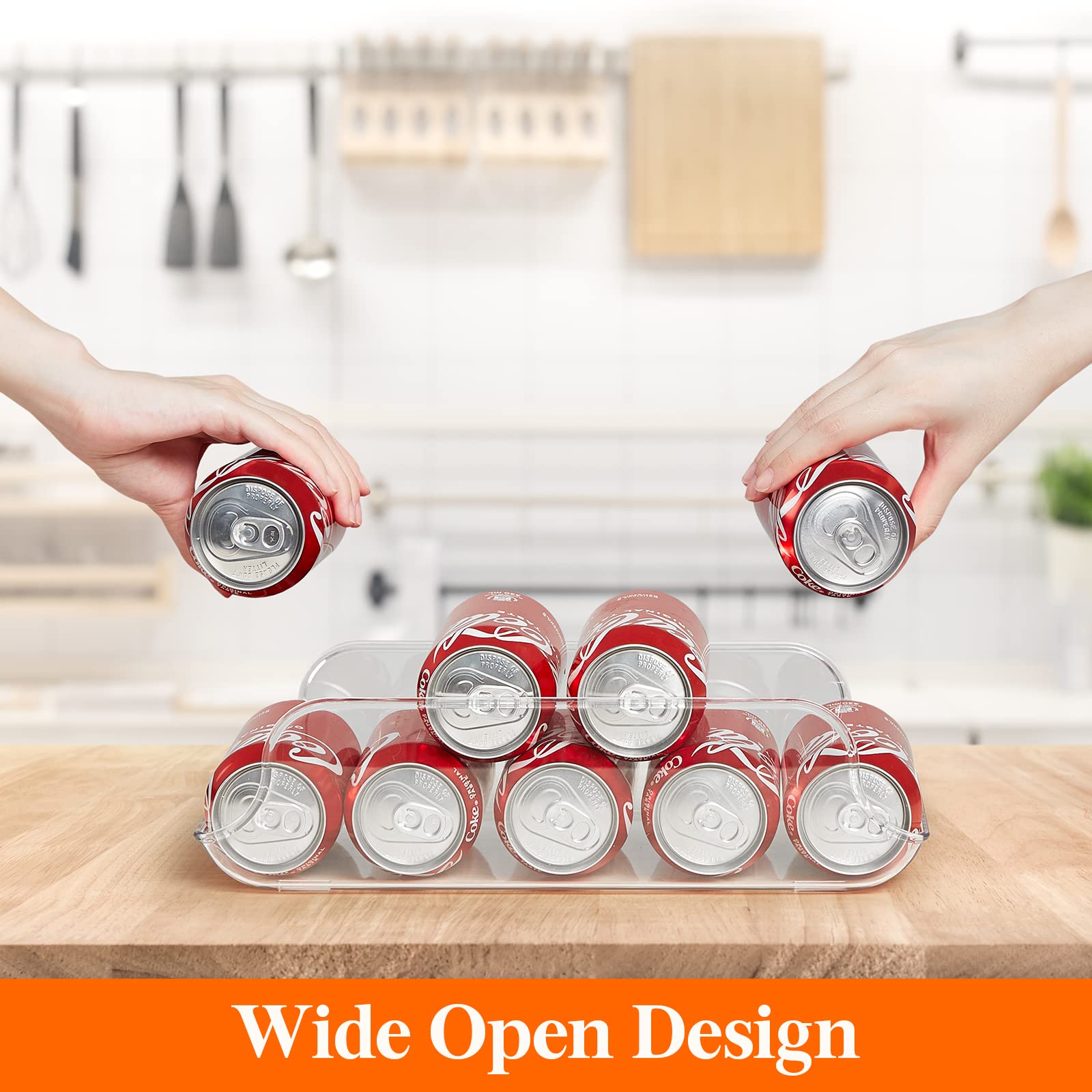 Lifewit 4pcs Soda Can Organizer for Refrigerator Kitchen Pantry Fridge Freezer Countertop Cabinet in Home, Office, Clear Plastic Beverage Drink Holder Rack, Each for 9 Pop Cans 355ml