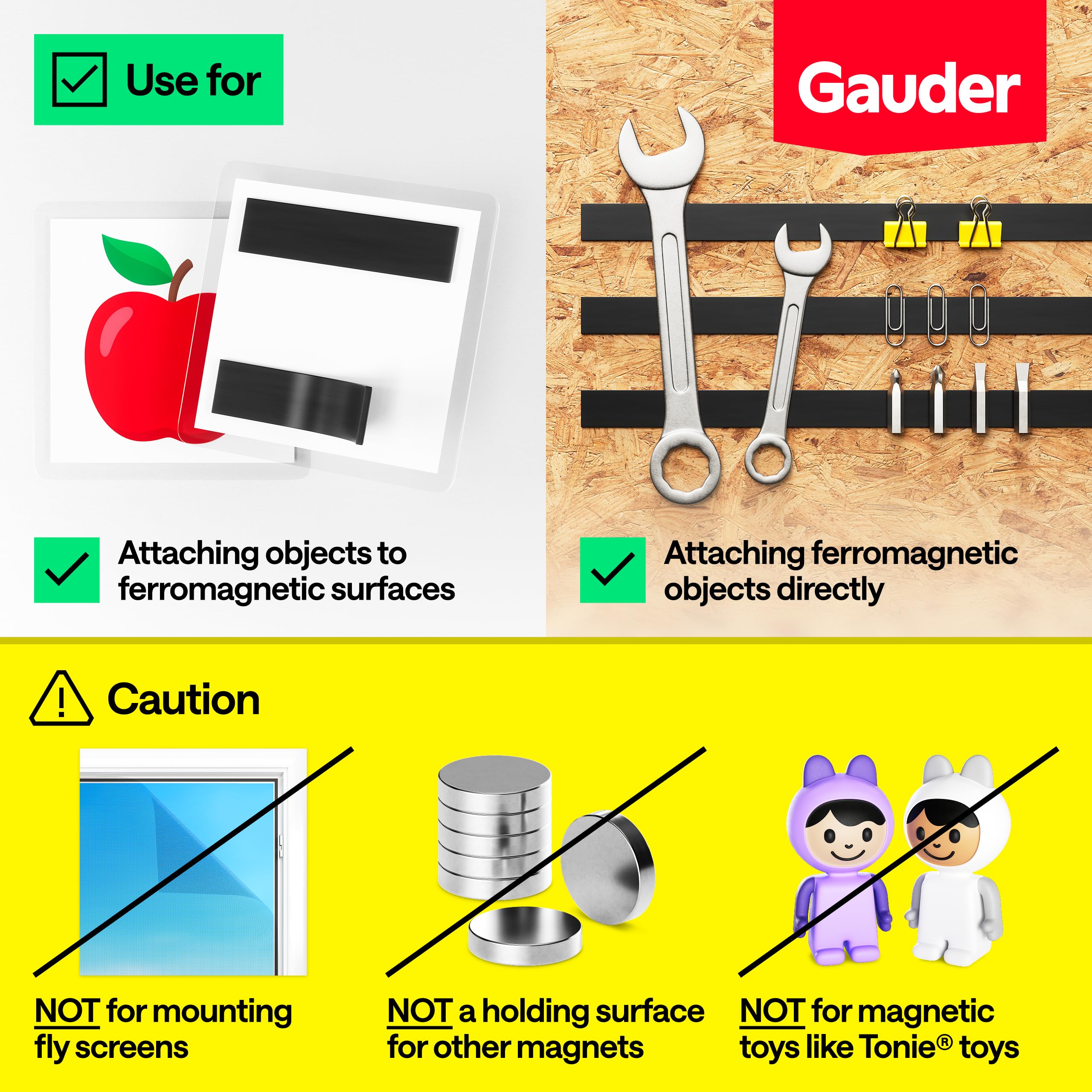 GAUDER Magnetic Tape Self Adhesive (0.6 Inch x 10 Feet) | Magnetic Strips with Adhesive Backing | Magnet Roll