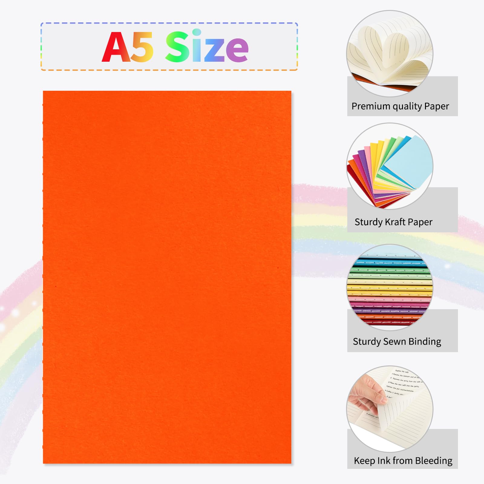 EOOUT 24pcs Colored Journal Notebooks Bulk, 5.5" X 8.5" Ruled Lined Journal, Soft Cover, 60Pages, for Gifts, Kids, Office, School Supplies