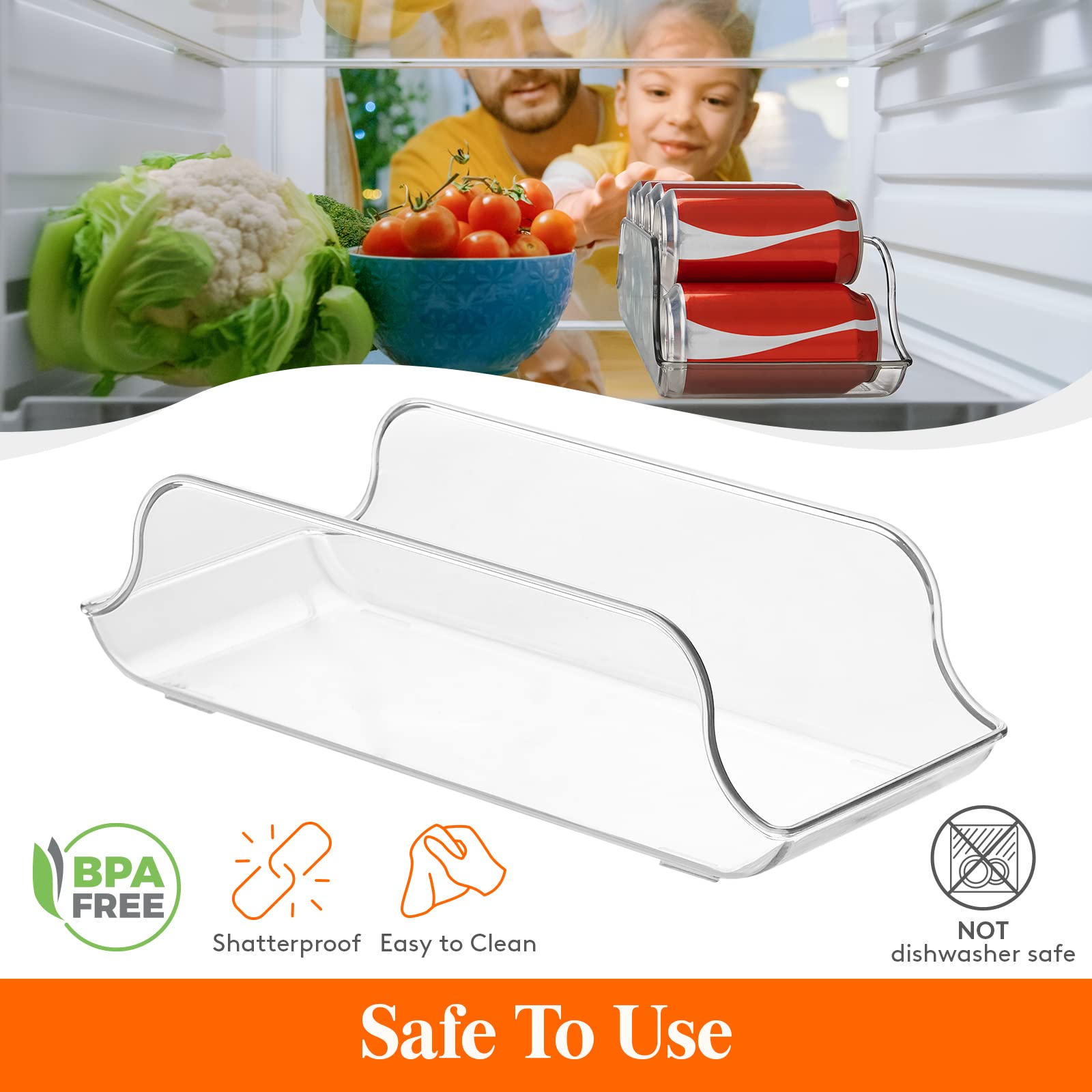 Lifewit 4pcs Soda Can Organizer for Refrigerator Kitchen Pantry Fridge Freezer Countertop Cabinet in Home, Office, Clear Plastic Beverage Drink Holder Rack, Each for 9 Pop Cans 355ml