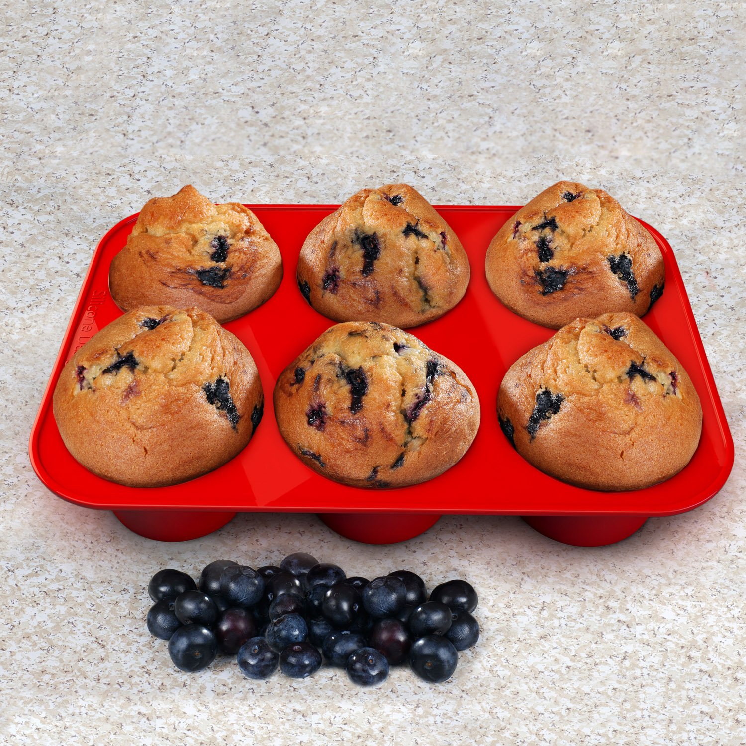 Silicone Texas Muffin Pans and Cupcake Maker, 6 Cup Large, Set of 2, Professional Use