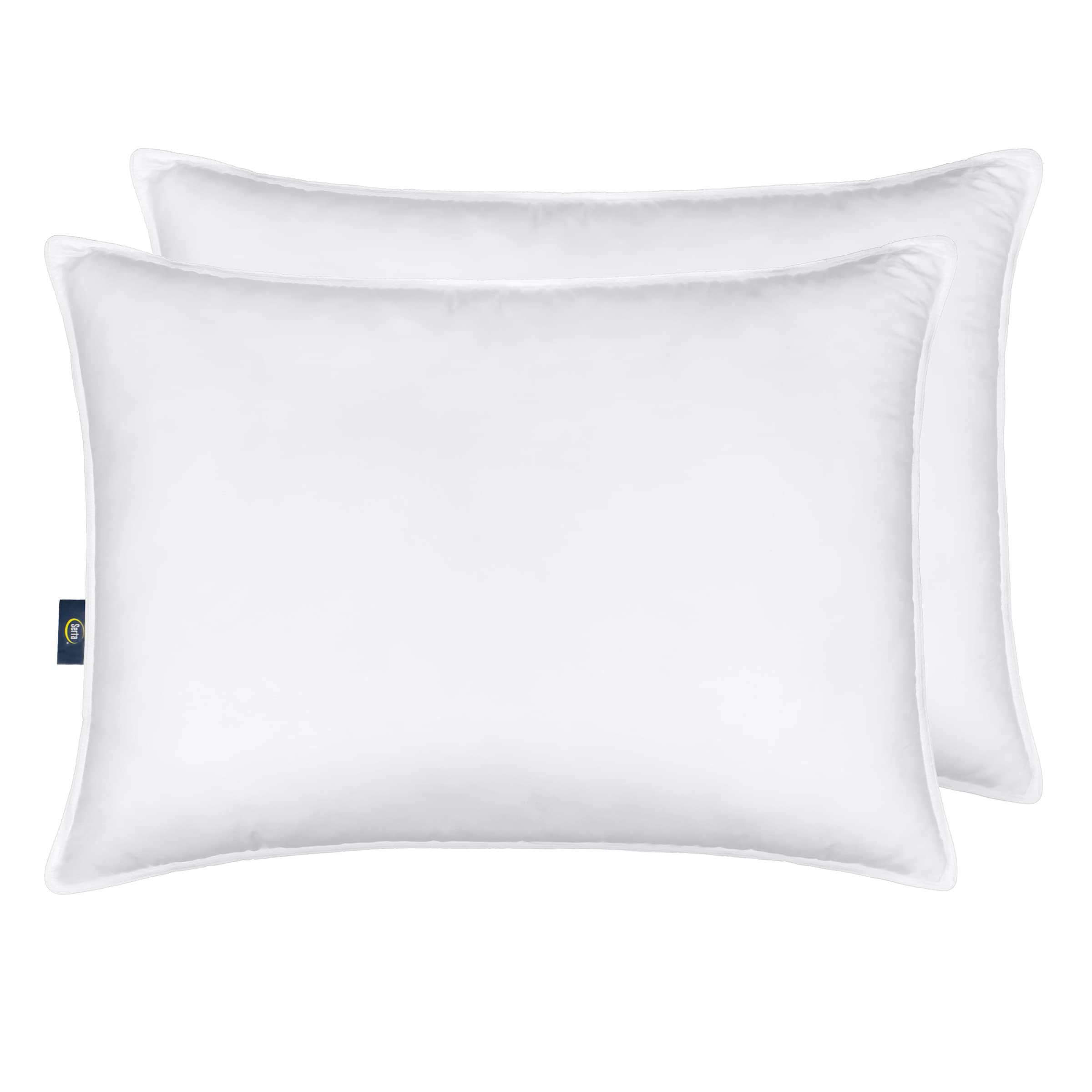 Serta Down Illusion Soft Hypoallergenic Soft/Medium Bed Pillows for Side, Stomach or Back Sleepers (2 Pack), King, White