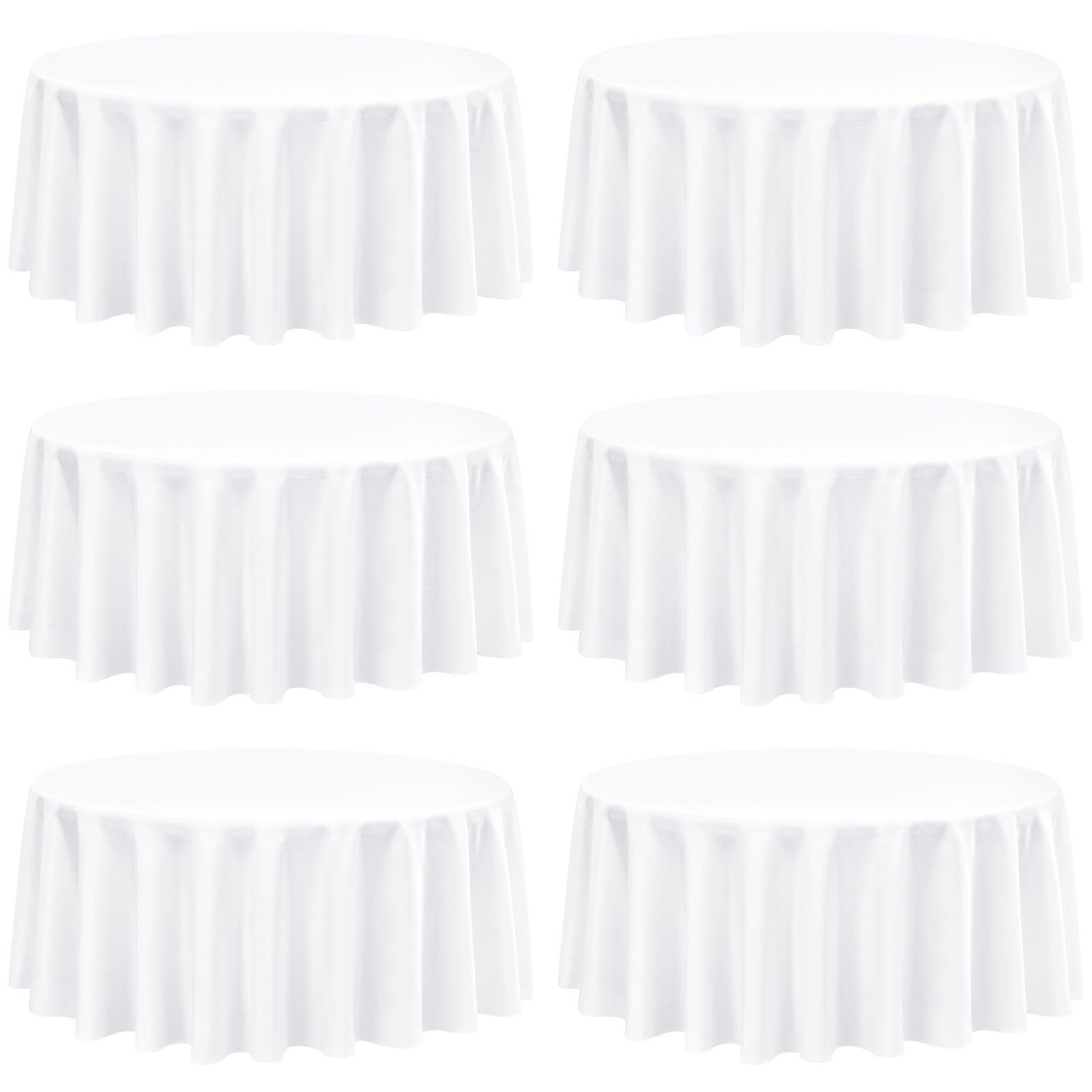 FXKS 6 Pack White Round Tablecloth 90 Inc