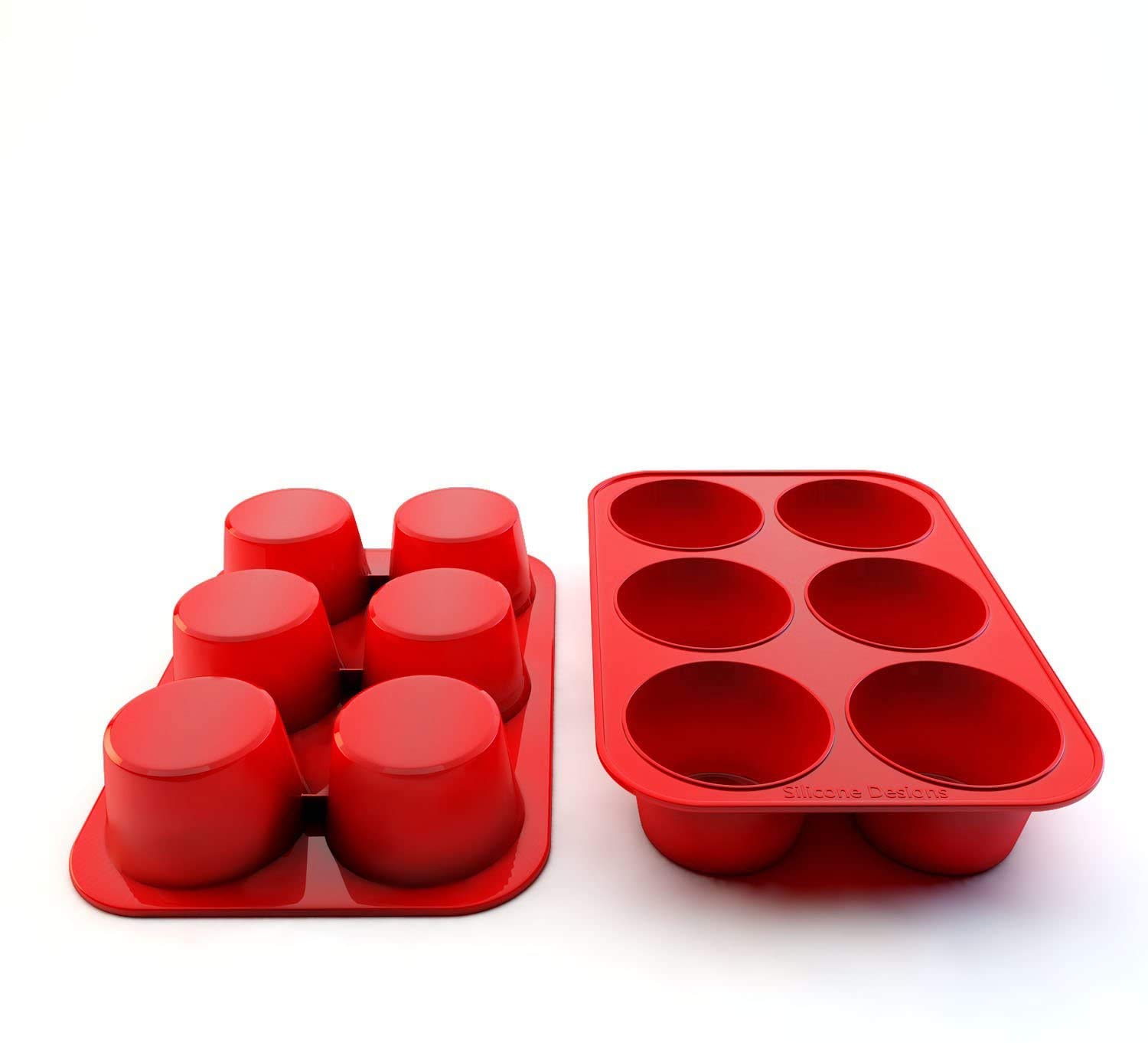 Silicone Texas Muffin Pans and Cupcake Maker, 6 Cup Large, Set of 2, Professional Use