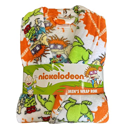 Nickelodeon Rugrats SUPER PLUSH Full-Length Long Sleeve Fleece Wrap Robe with Reptar, Tommy and Chuckie, One size Fits all